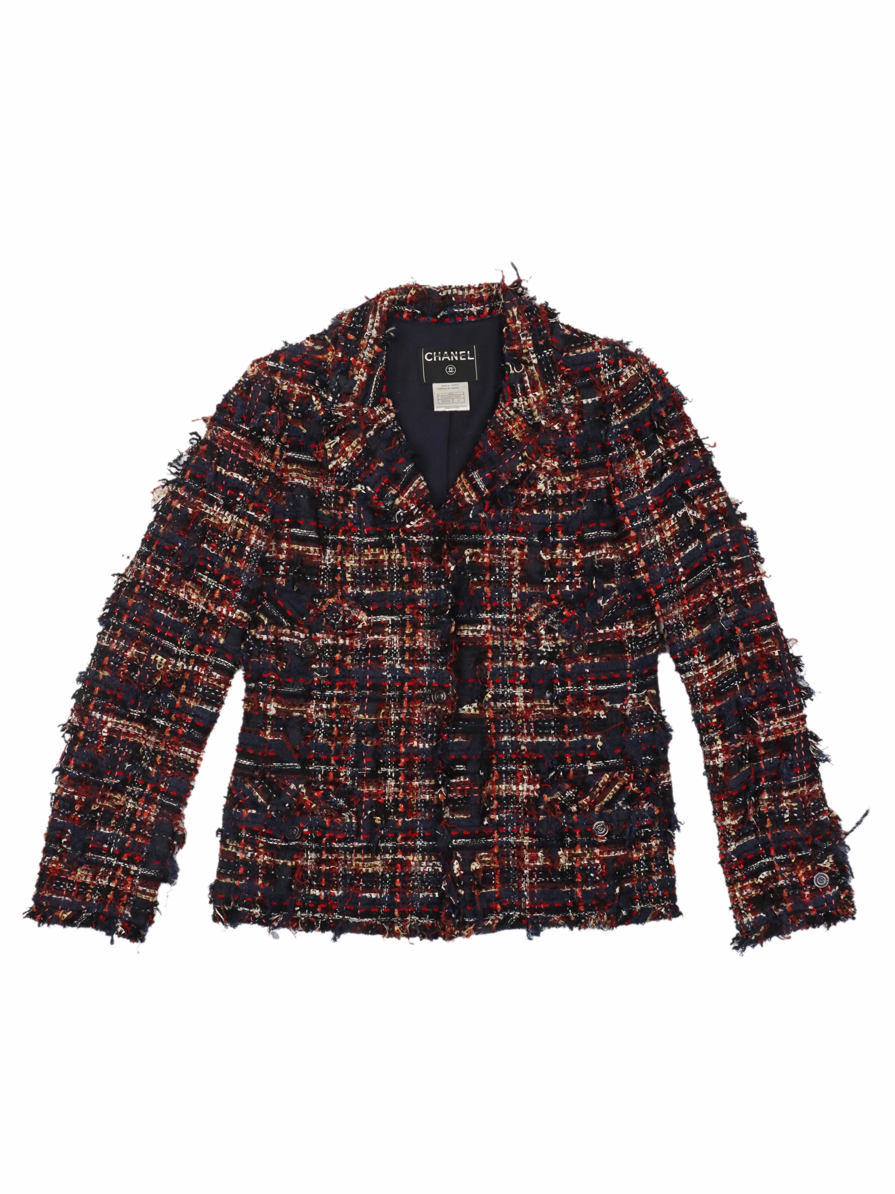 Chanel Tweed Red & Navy Jacket. – Votre Luxe